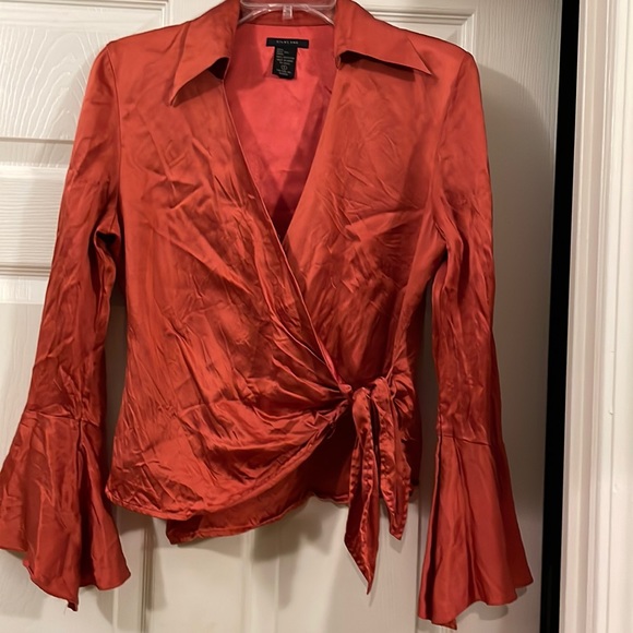 SilkLand | Tops | Burnt Orange 0 Silk Wrap Blouse | Poshmark